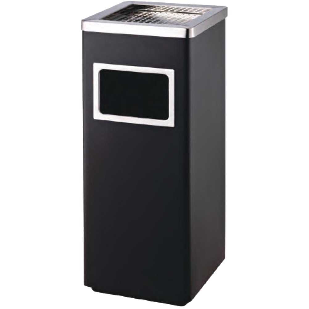 6HRB01 Σταχτοδοχείο δαπέδου τετράγωνο, INOX, Μαύρο, 34lt, 25x25xΥ62cm ...
